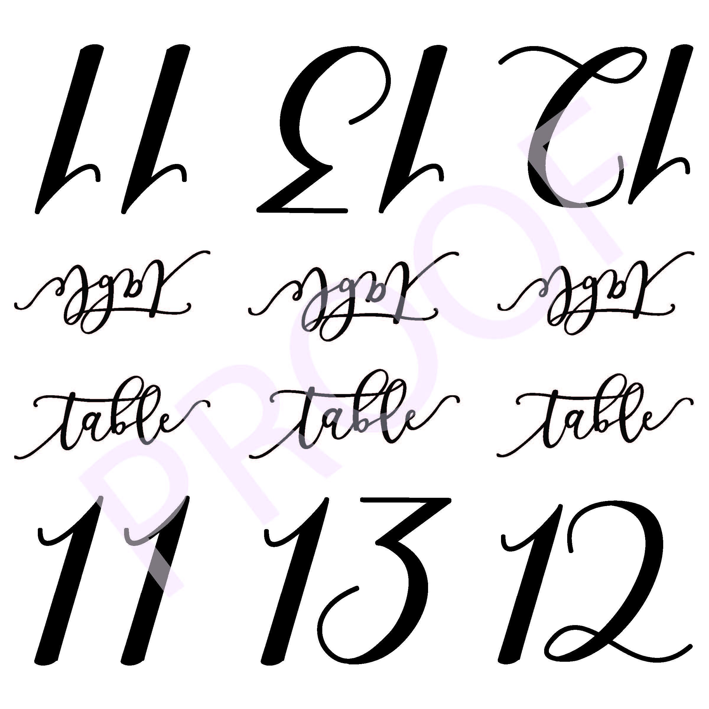 1-20 Table Numbers Template Printable Wedding Reception - Etsy
