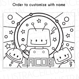 Robot - Robots, Custom Name Coloring Page, Kids Coloring Page, Coloring ...