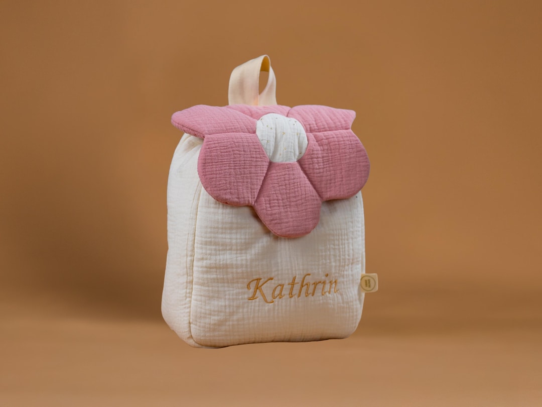 Handmade Muslin Cotton Flower Backpack| Personalied With Name| Soft and ...