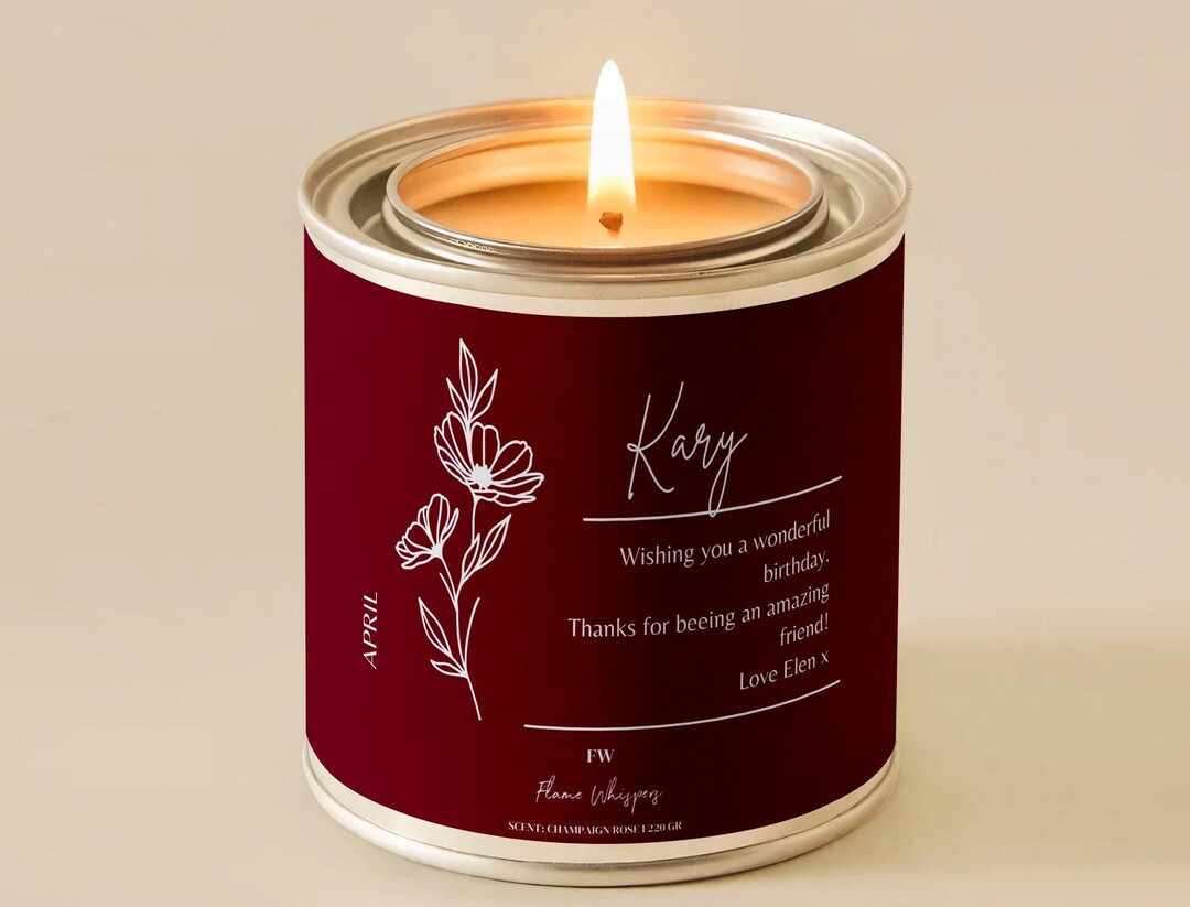 April Birth Flower Candle, Personalized Scented Soy Wedding Candle ...
