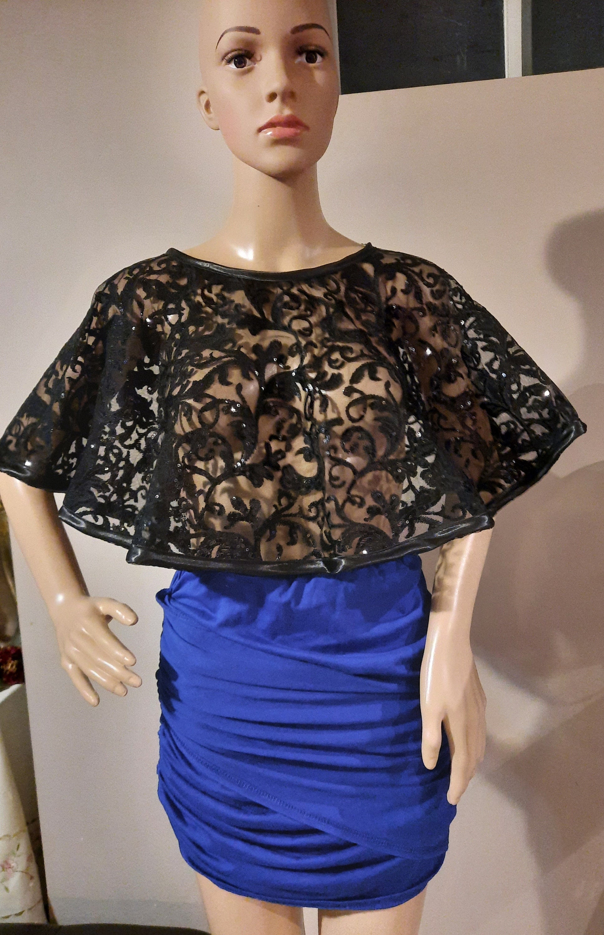 Black Sequin Lace Capelet Formal Capelets Shawl Shoulder - Etsy UK