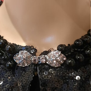 Beautiful Black Sequin Capelet, Formal Capelets, Shawl, Shoulder Shrug, Bolero, Capes, Bridal ...