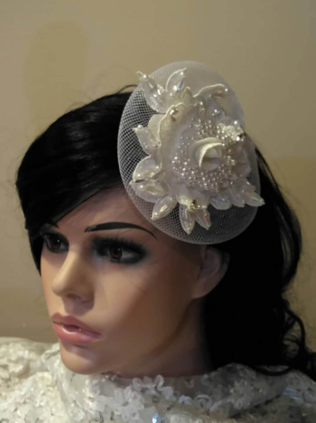 Bridal Veil, Mini Crinoline Facinator, Bridal Head Dress, Bridal Hair ...