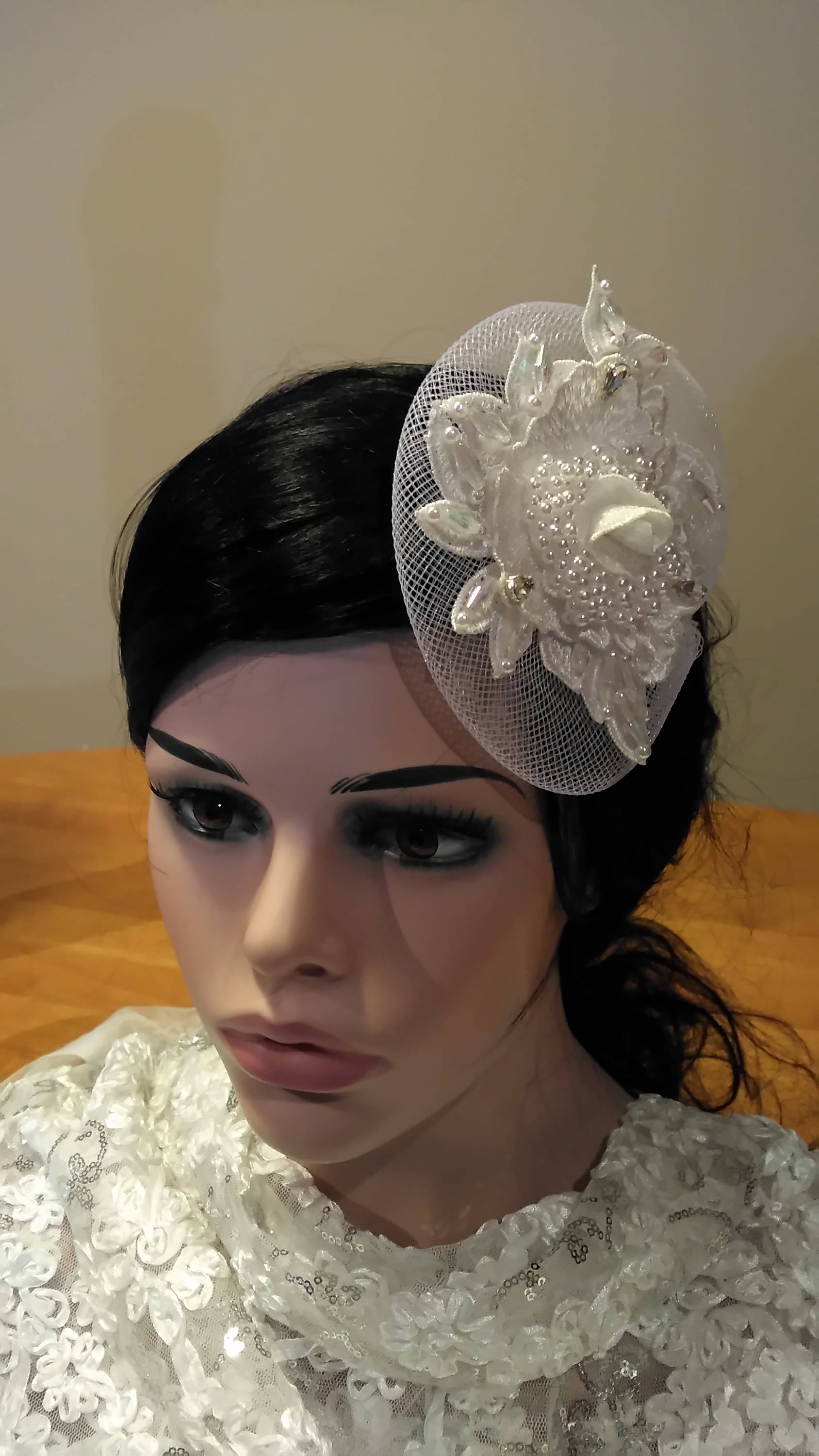 Bridal Veil, Mini Crinoline Facinator, Bridal Head Dress, Bridal Hair ...