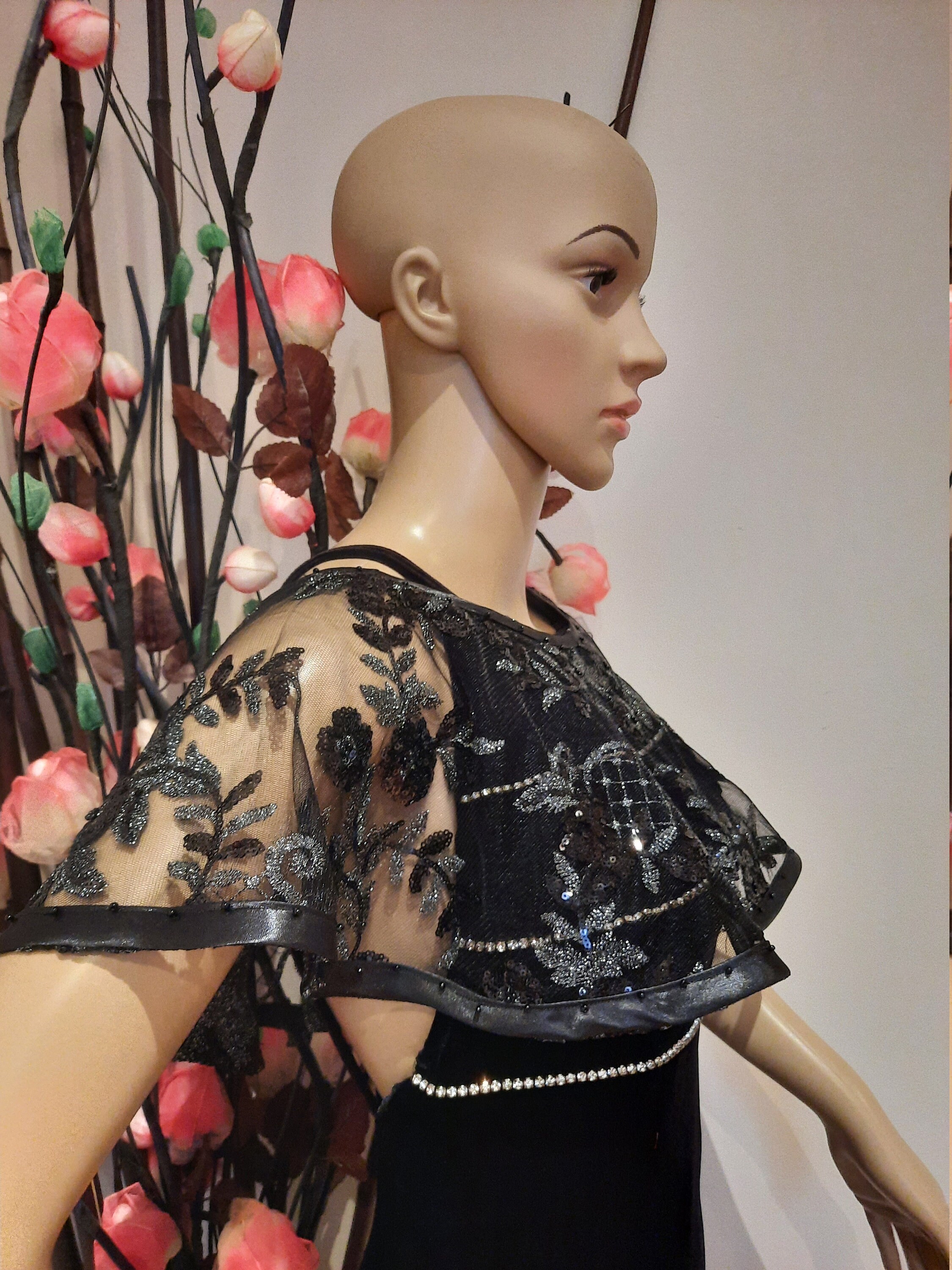 Pretty Black and Silver Capelet Formal Capelets Shawl - Etsy