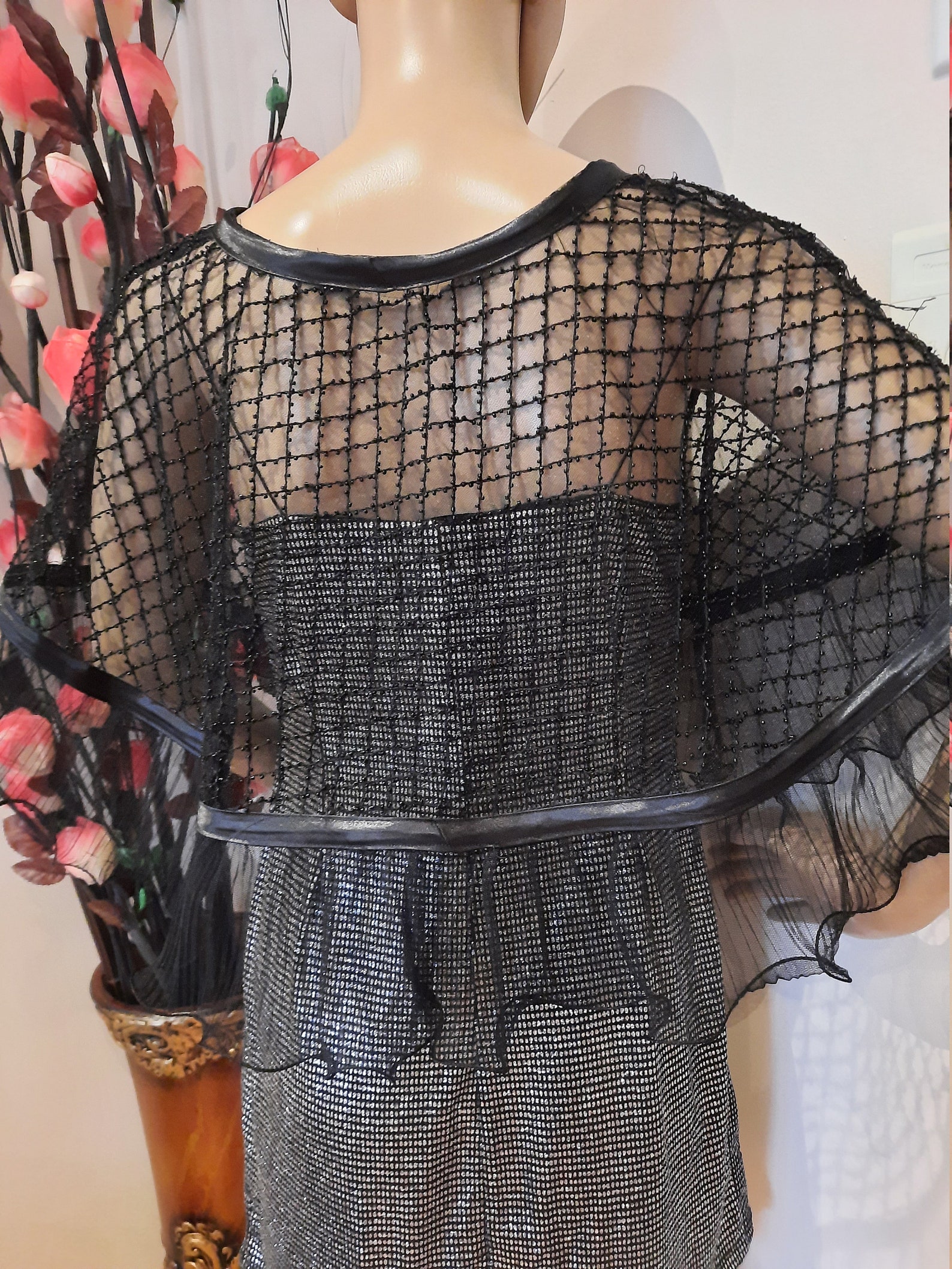 Gorgeous Black Beaded Lace Capelet, Formal Capelets, Shawl, Shoulder Shrug, Bolero, Capes ...