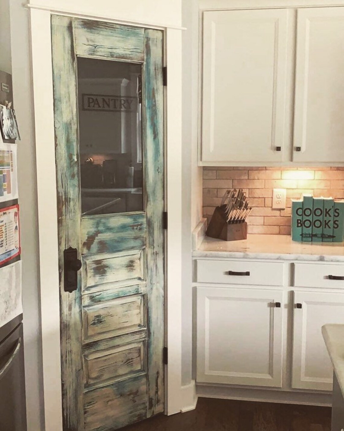 Antique Pantry Door, Custom Three Panel Distressed Pantry Door Custom ...