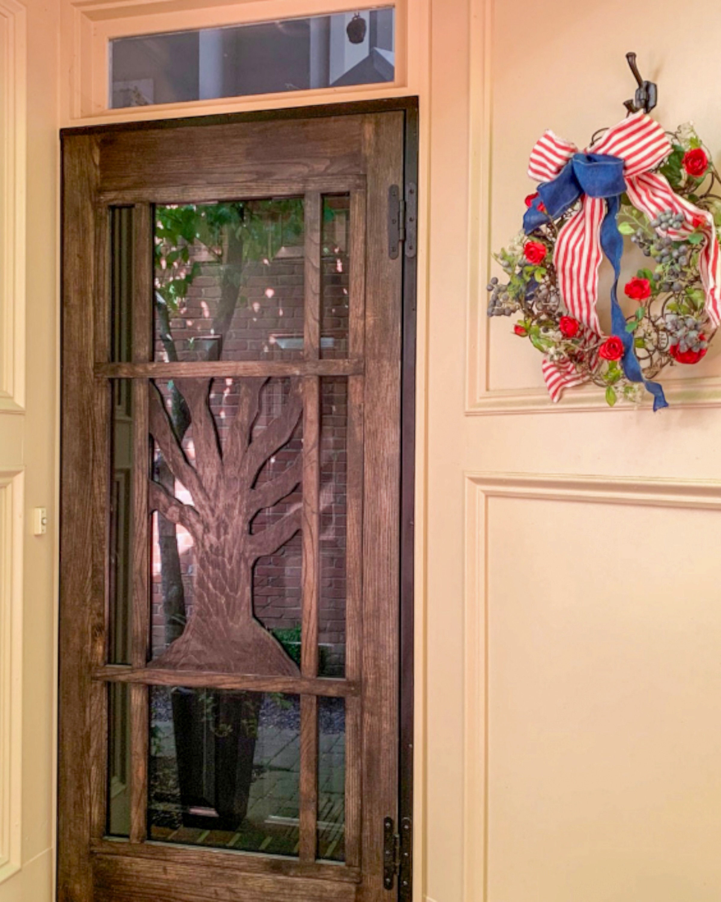 Tree Carved Wooden Storm Door: Custom Inset Design - Etsy