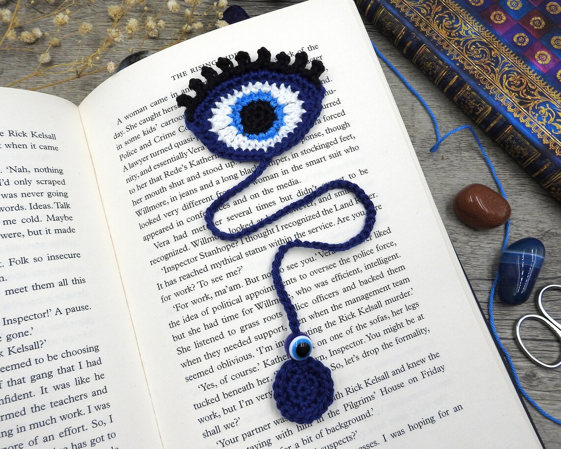 Evil Eye Crochet Bookmark Pattern, Eye of Protection, Eye Applique ...