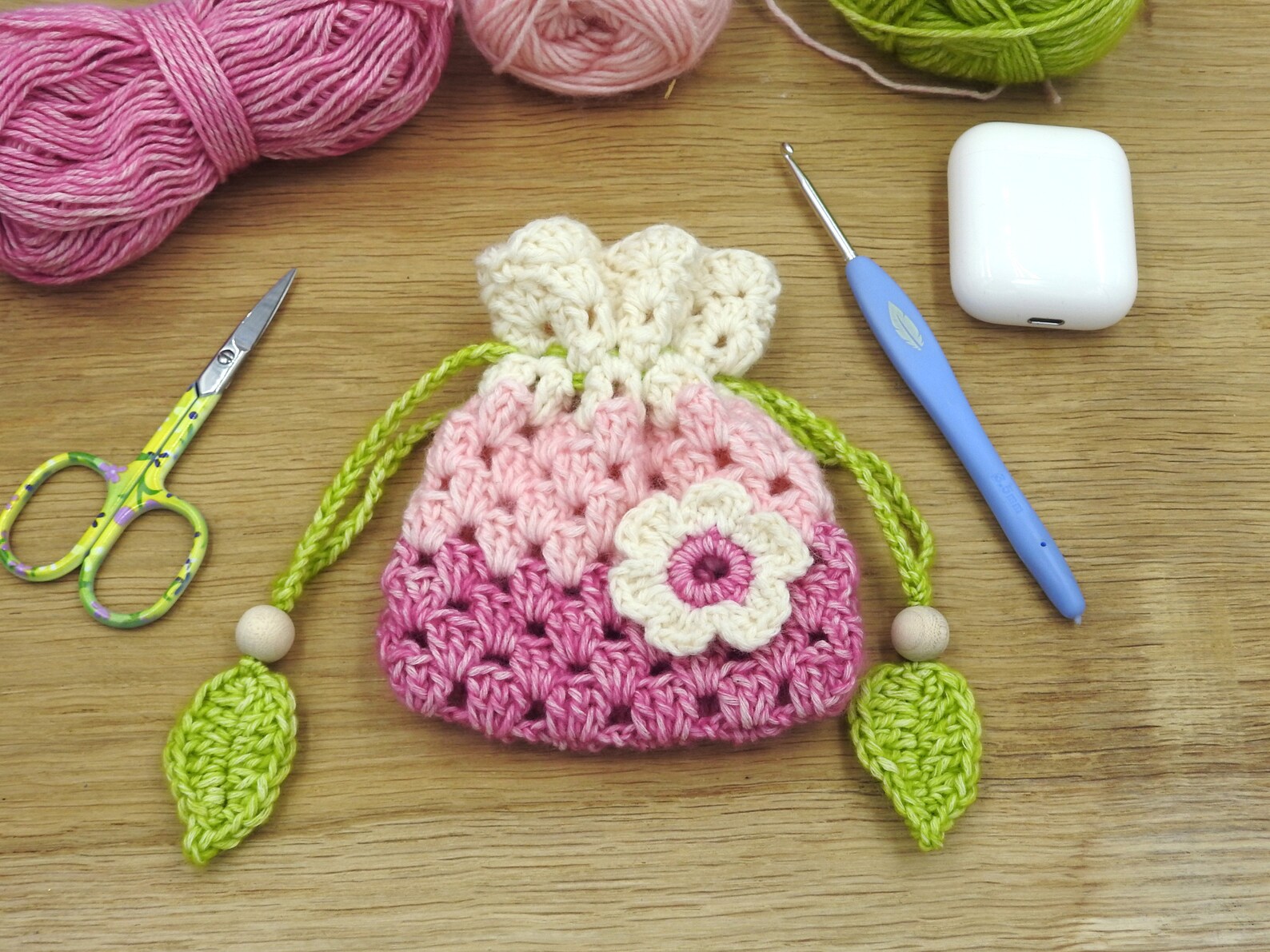 Crochet Flower Drawstring Pouch Pattern, Floral Keepsake Bag, Reusable ...