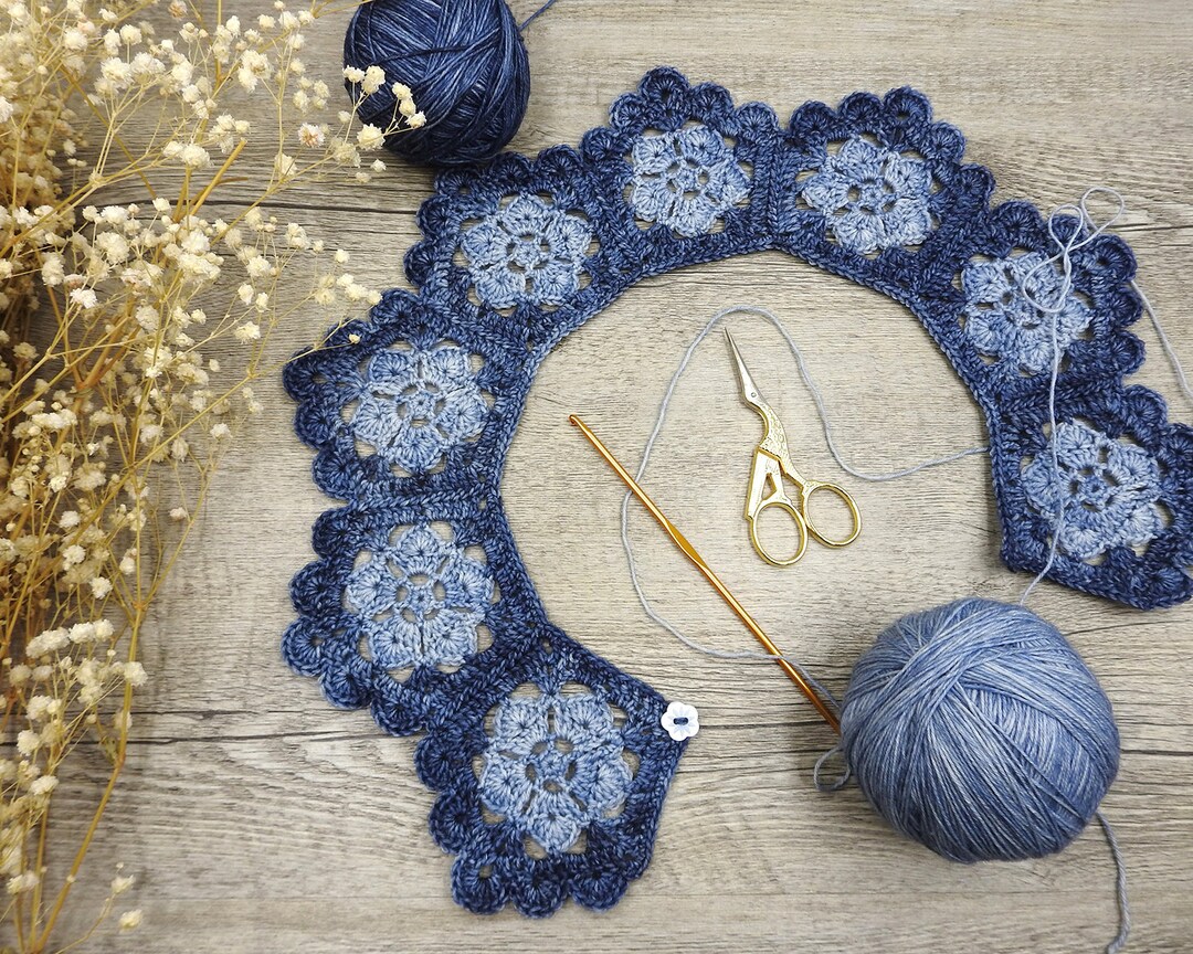 Flower Lace Collar Crochet Pattern, Pentagon Peter Pan Collar, Modern ...
