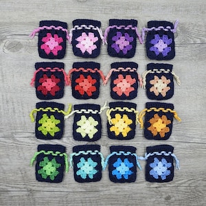 Gemstone Drawstring Pouch, Granny Square Crochet Pattern, Gemstone Gift ...