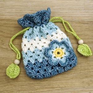 Crochet Flower Drawstring Pouch Pattern, Floral Keepsake Bag, Reusable ...