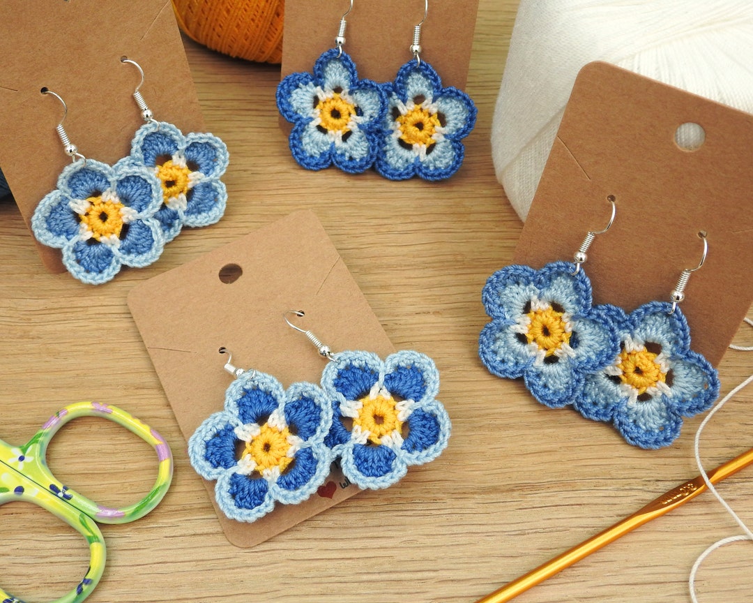 Forget-me-not Earrings Crochet Pattern, Small Summer Floral Earrings ...