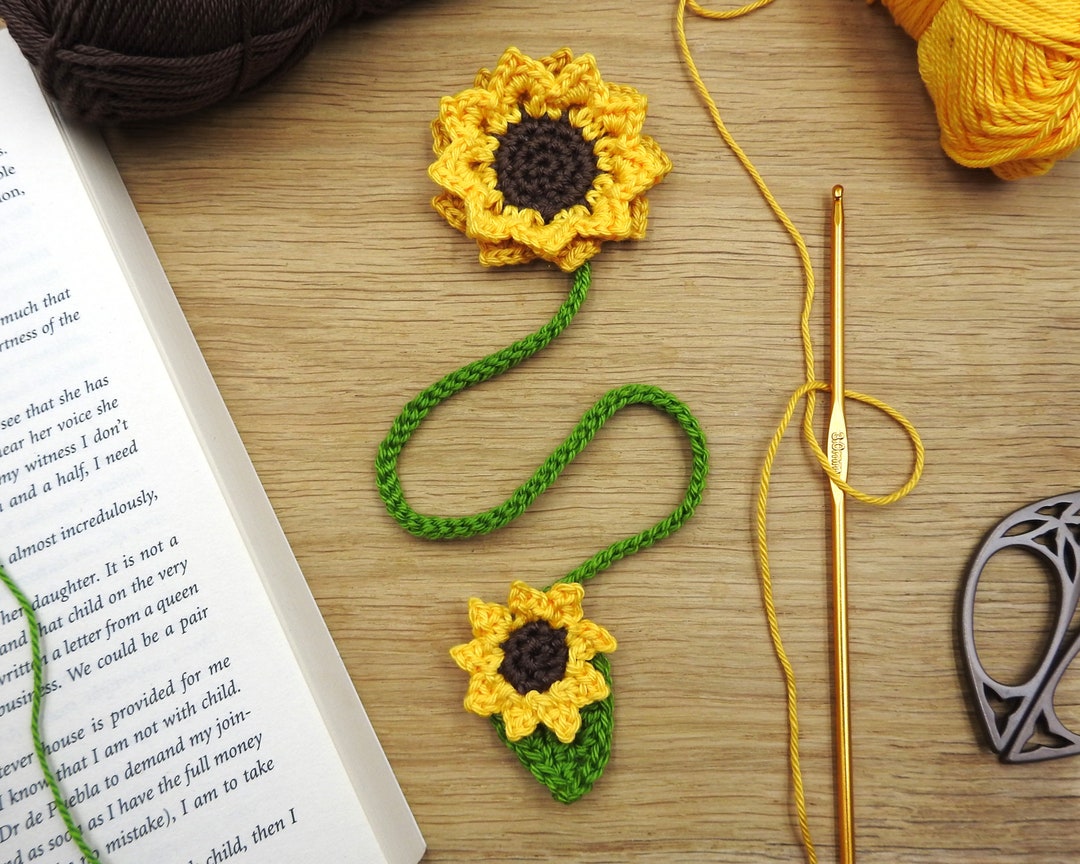 Sunflower Crochet Bookmark Pattern, Golden Sunflower Bookmark, PDF ...
