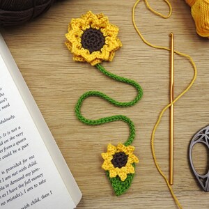 Sunflower Crochet Bookmark Pattern, Golden Sunflower Bookmark, PDF ...