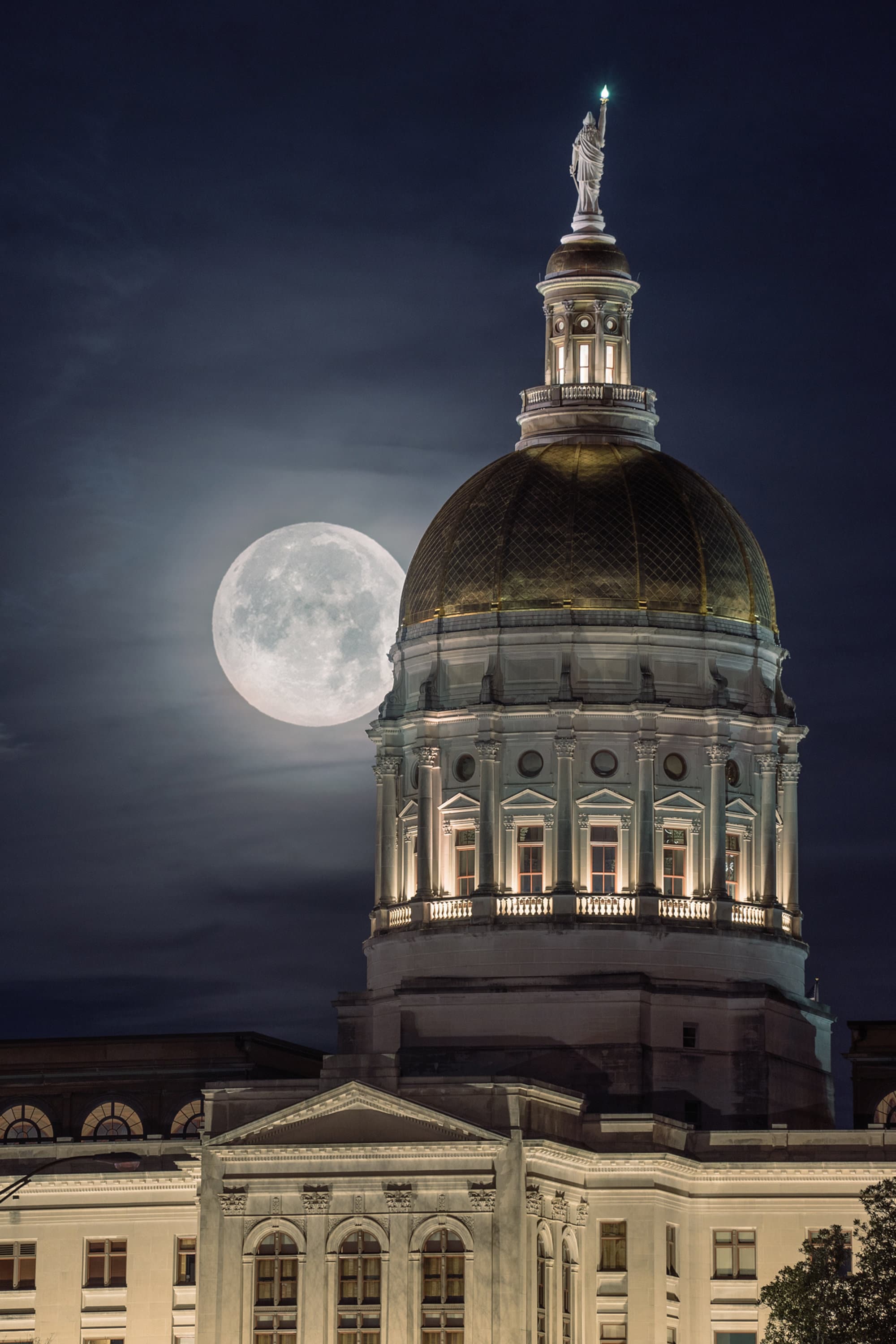 Atlanta Photography Art Print - Super Moon Above the Georgia Capitol ...