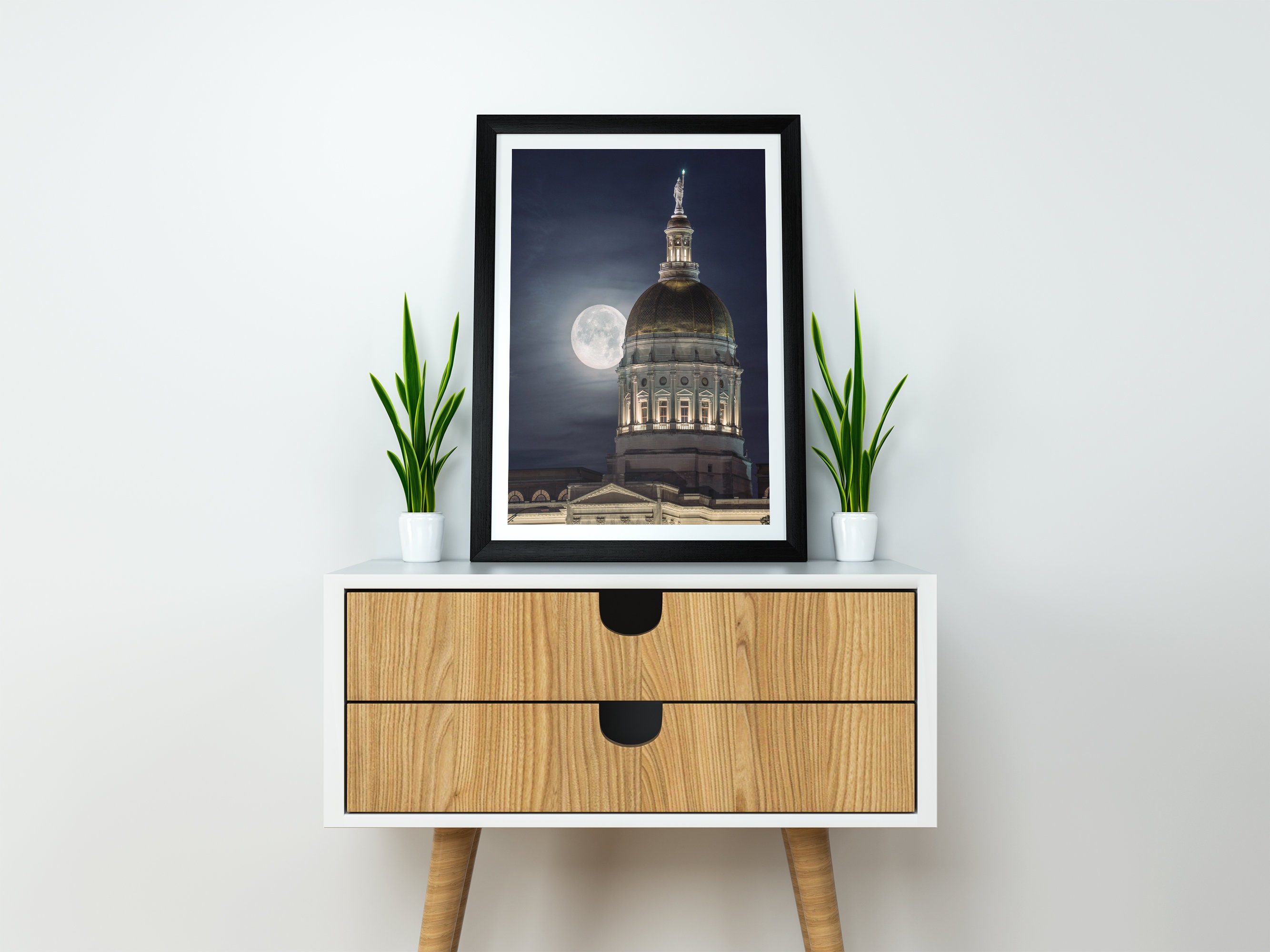 Atlanta Photography Art Print - Super Moon Above the Georgia Capitol ...