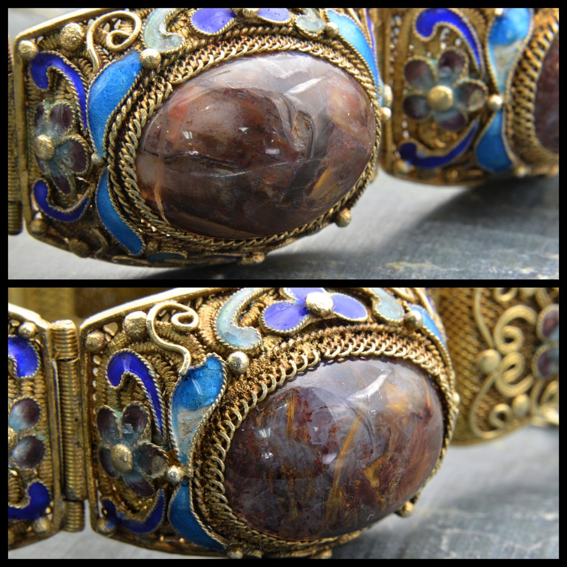 Antique Chinese Gilt Silver Filigree Enameled Floral Design | Etsy