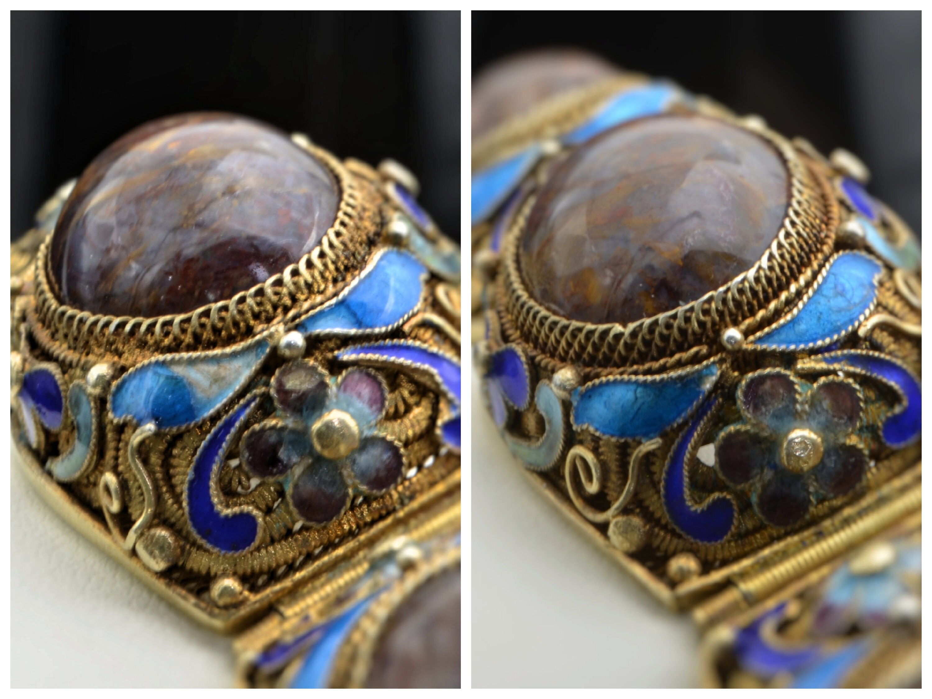 Antique Chinese Gilt Silver Filigree Enameled Floral Design | Etsy