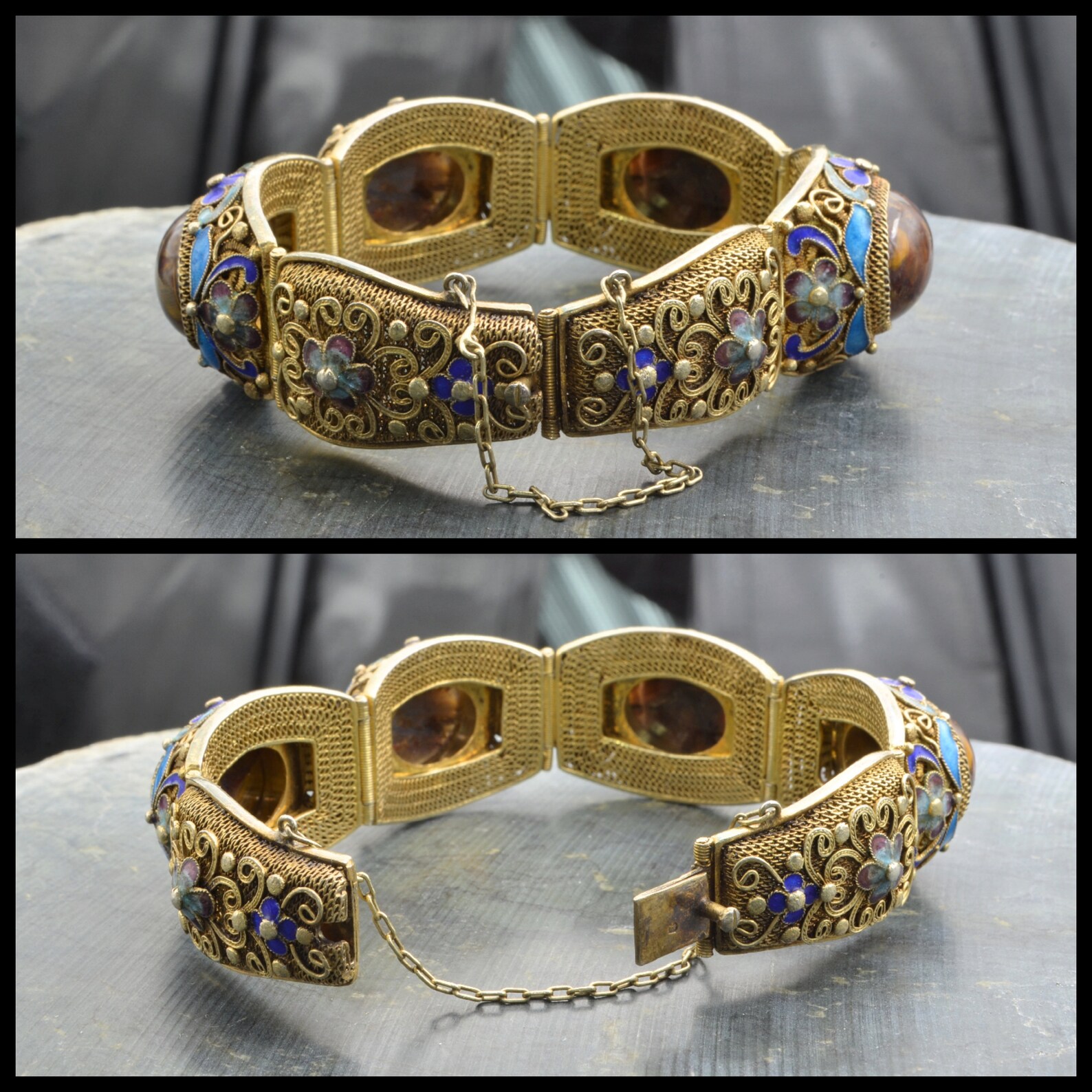 Antique Chinese Gilt Silver Filigree Enameled Floral Design | Etsy