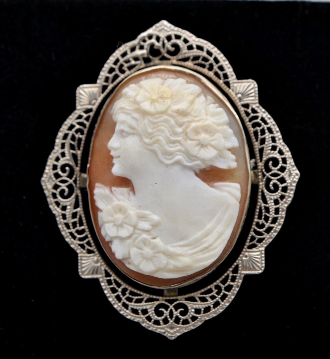 1920's Vintage Hand-carved Shell Cameo Set in A Beautiful | Etsy