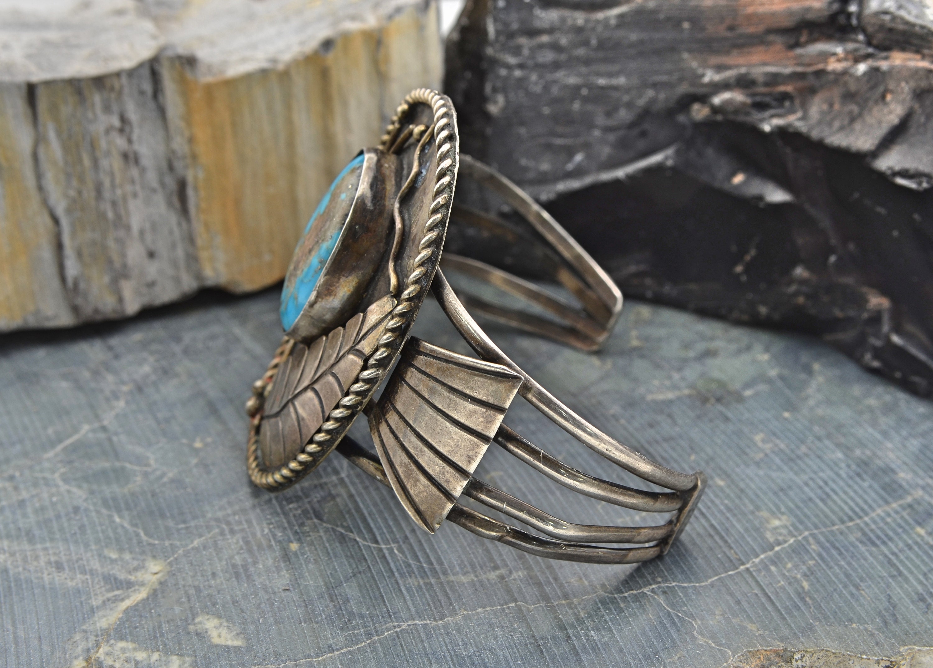 Vintage Native American Navajo Blue Gem Turquoise Sterling - Etsy