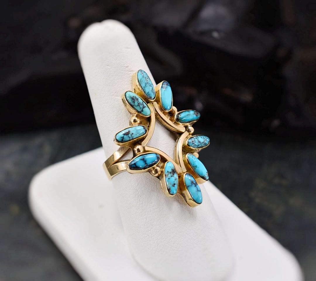 Erick Begay Signed Native American 14k Yellow Gold Lady's Ring With ...