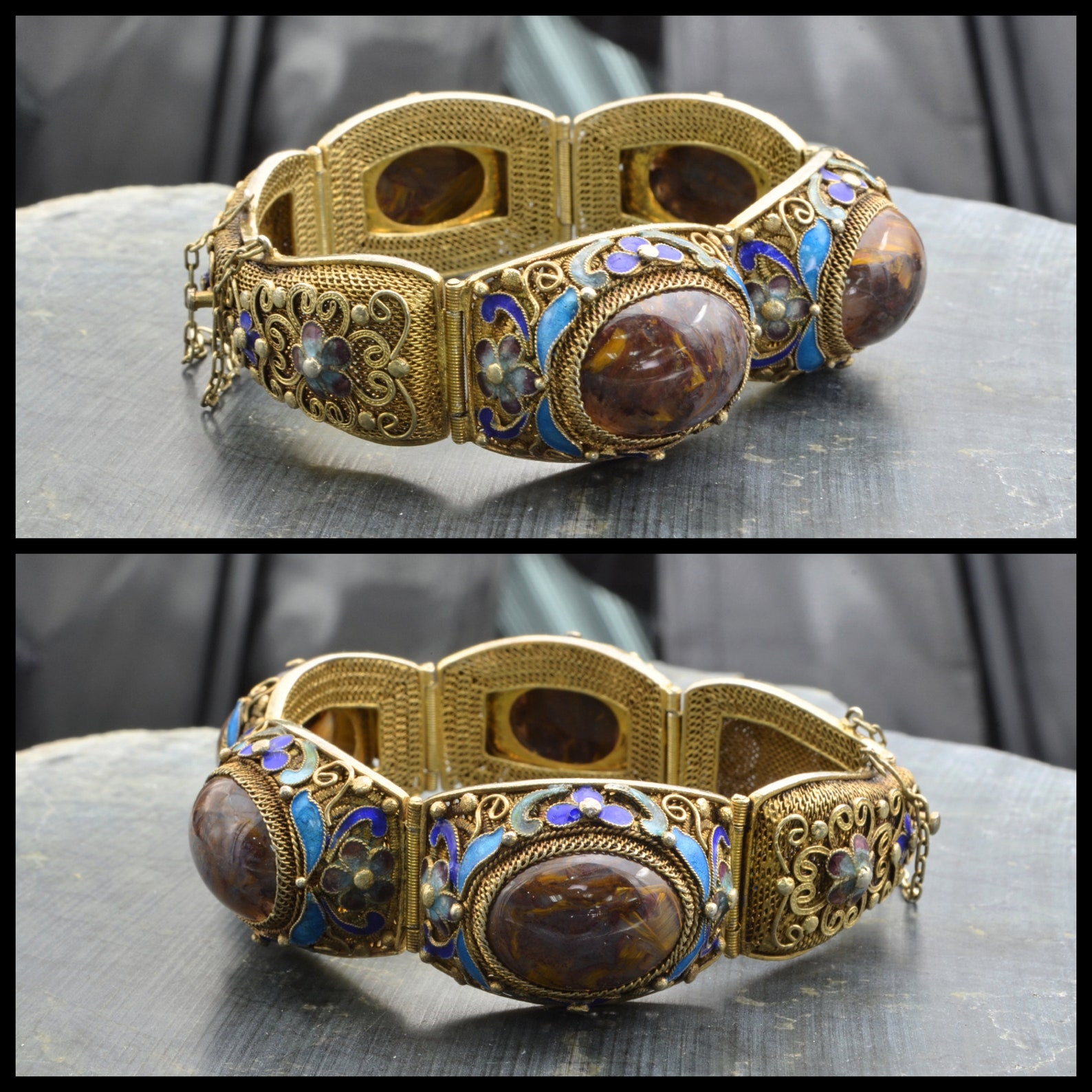 Antique Chinese Gilt Silver Filigree Enameled Floral Design | Etsy