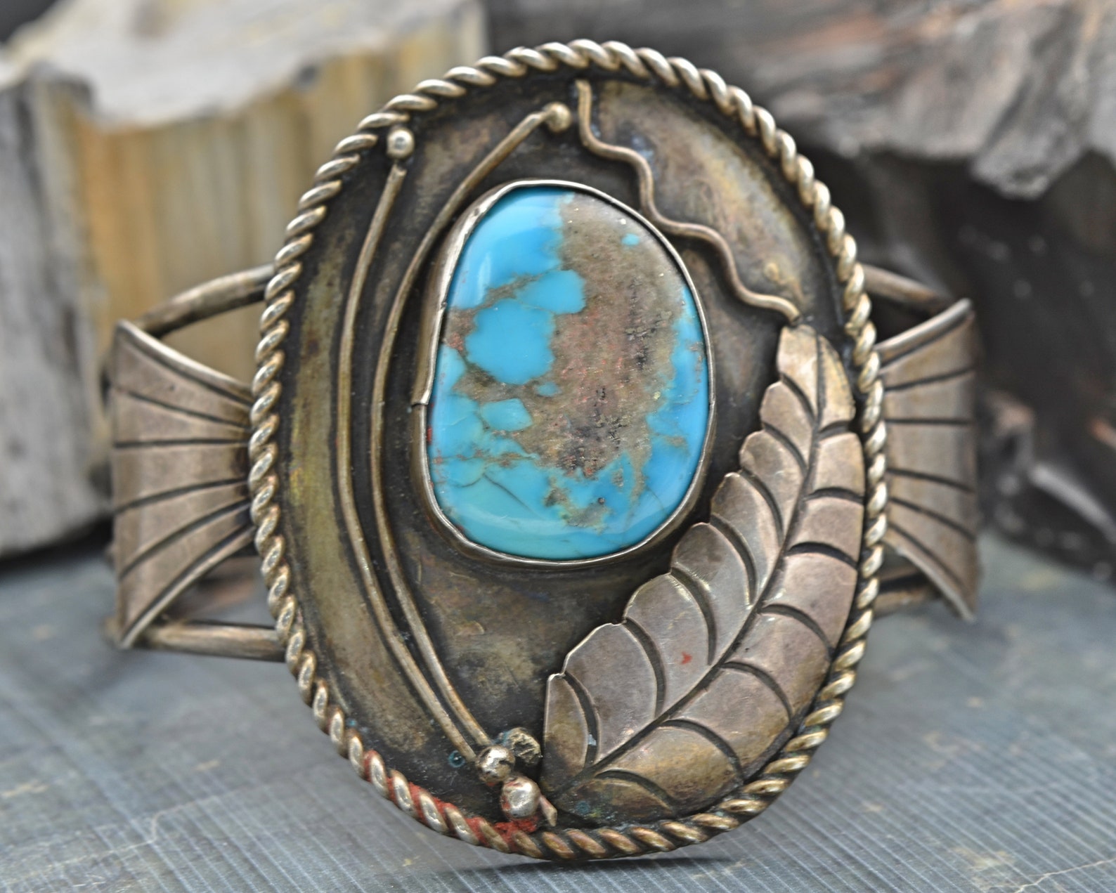 Vintage Native American Navajo Blue Gem Turquoise Sterling - Etsy