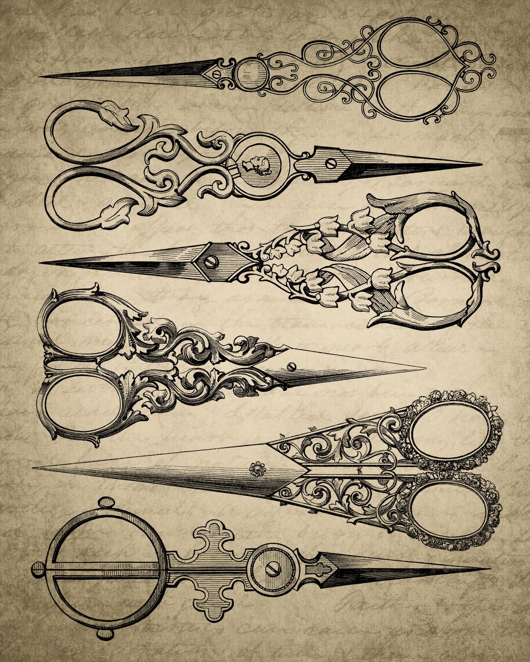 Vintage Scissors Print, Scissors Wall Art, Printable Wall Design ...
