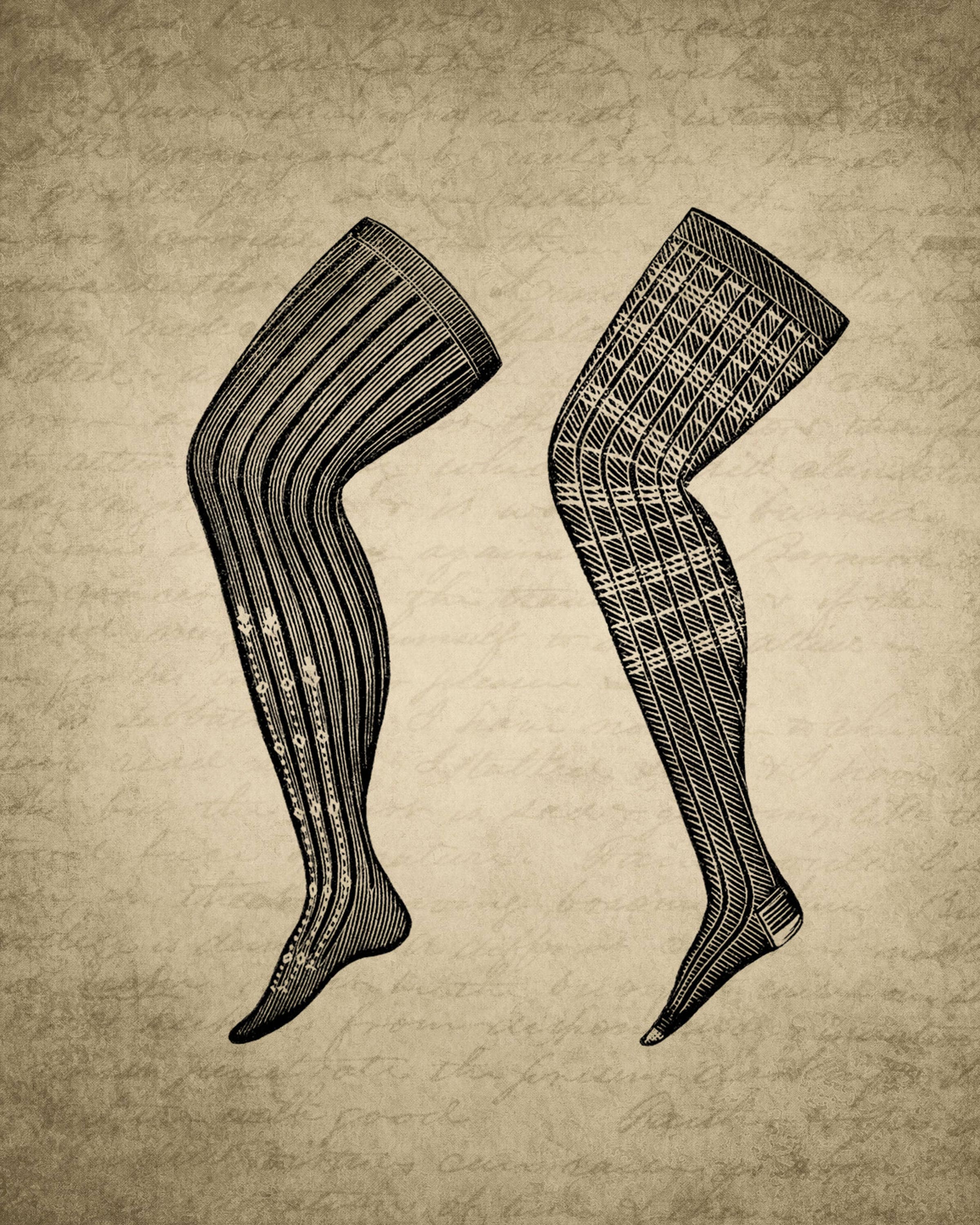 Imprimir Medias Vintage Arte De Las Medias De Las Señoras Manera Impresión Vintage Arte