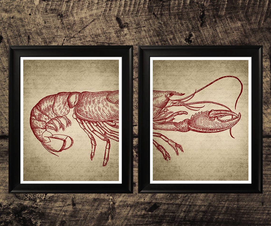 Vintage Lobster Print, Lobster Wall Art, Printable Lobster, Wall Design ...