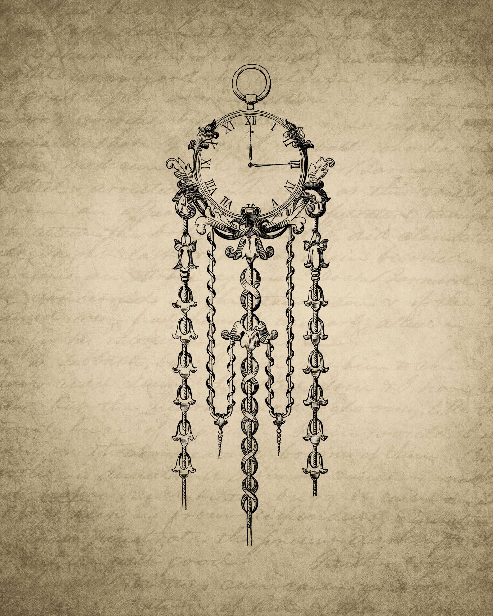 Vintage Clock Print, Wall Decor, Clock Art, Vintage Clock Wall Decor ...