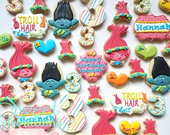Trolls cookies | Etsy