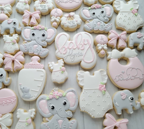 Pink Elephant Cookies Elephant Themed Baby Girl Shower Decorated