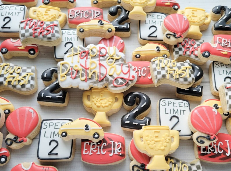Racing Cookies TWO Fast or Fast ONE - Etsy