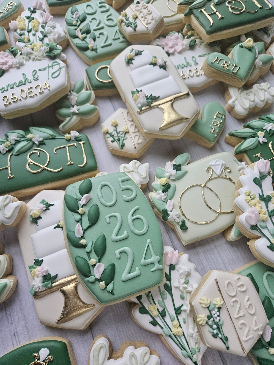 Greenery Floral Wedding Cookies - Etsy