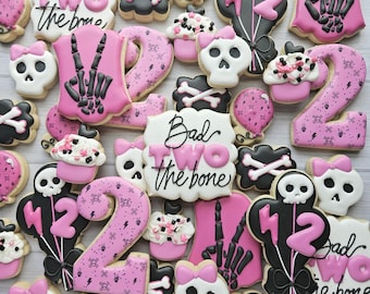 Bad TWO the Bone 2nd Birthday Cookies: Skull Party Favors - Etsy