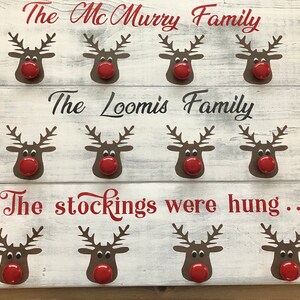 Rustic Distressed Barn Farmhouse - Reindeer Rudolph Wall Sign Stocking ...