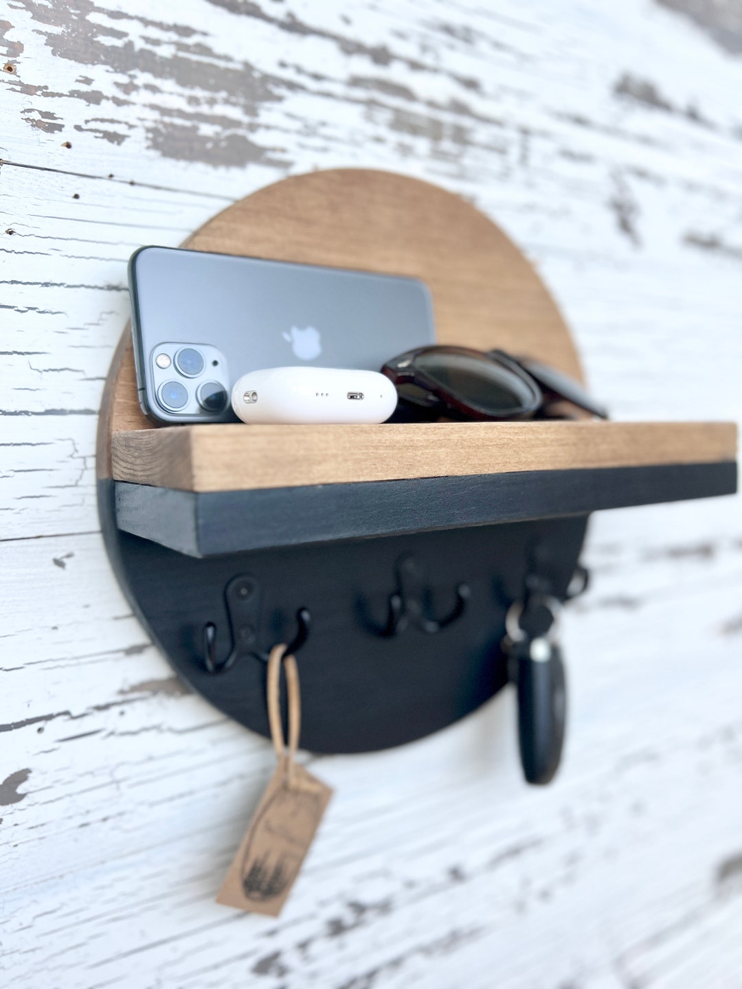 Easy Install ! Round Mail and Key Entryway Shelf Organizer With Metal ...