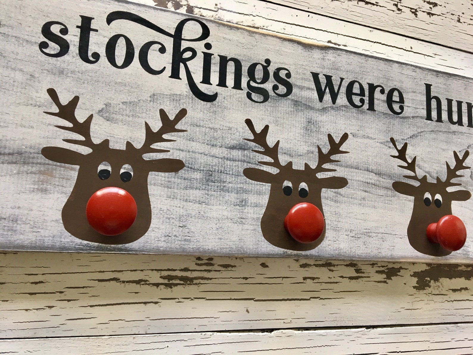Rustic Distressed Barn farmhouse Reindeer Rudolph Wall Sign | Etsy