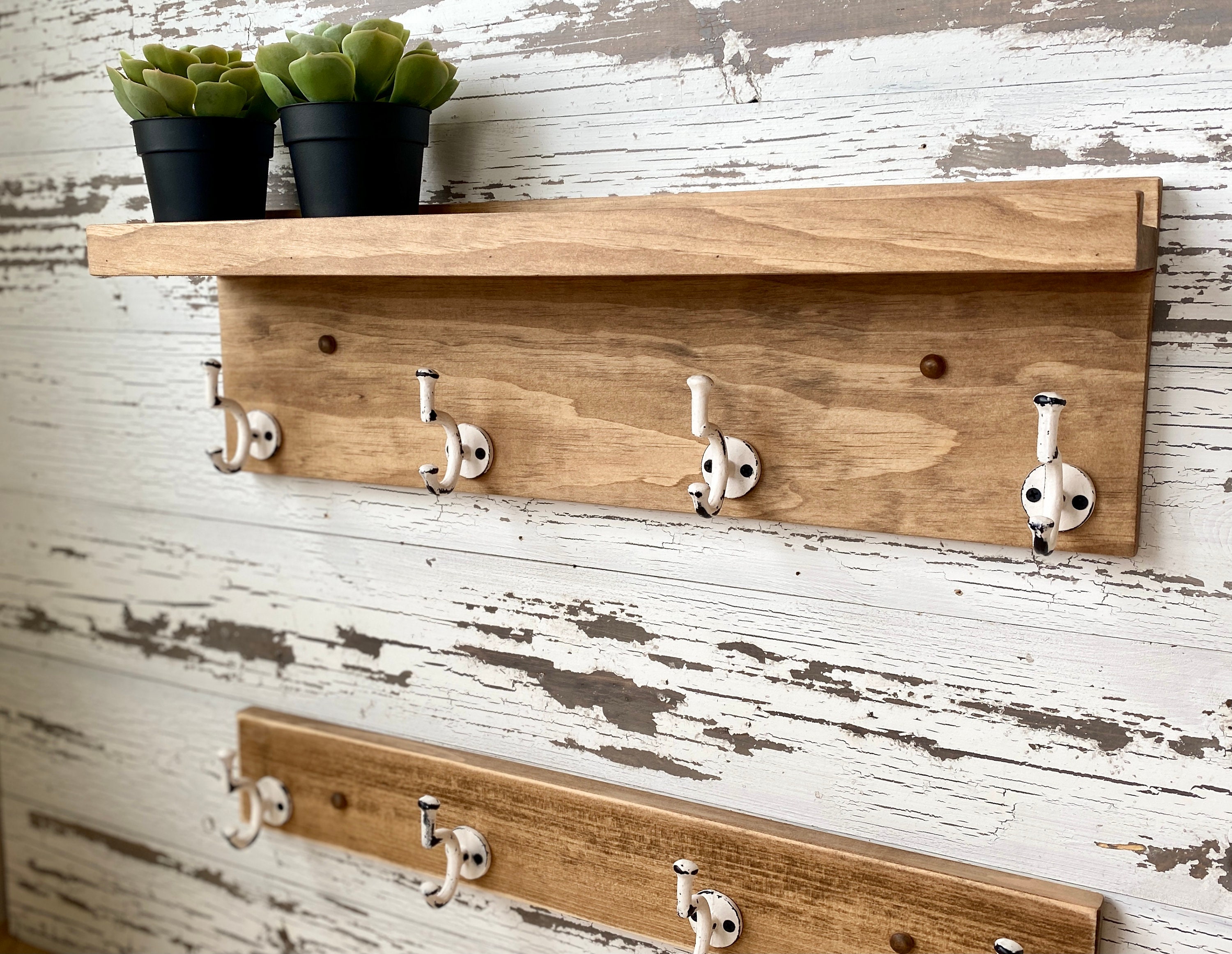 2 Piece Easy Install Rustic Farmhouse Coat Hook Rack With - Etsy