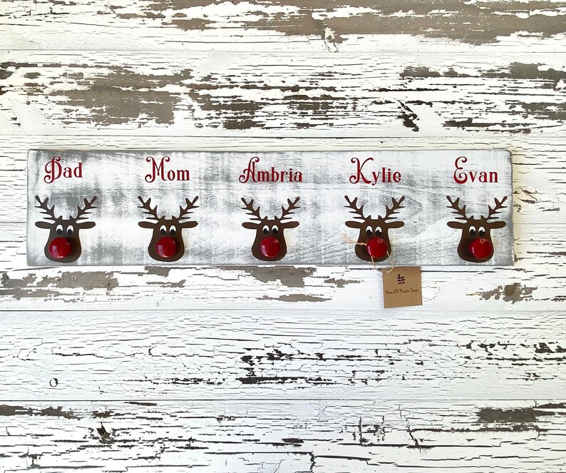 A - Rustic Modern Barn Farmhouse - Reindeer Rudolph Wall Sign Stocking ...
