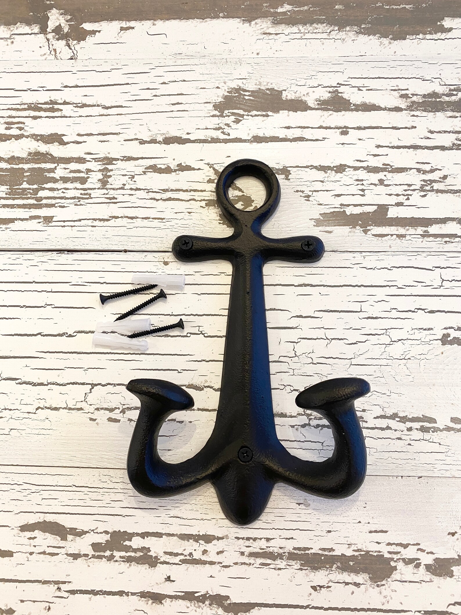 9.25" Tall .. Anchor Wall Hook L Farmhouse Hook L Entryway Hook L Nautical Hook L Black Metal ...