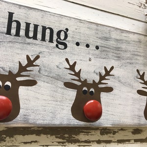 Rustic Distressed Barn Farmhouse - Reindeer Rudolph Wall Sign Stocking ...