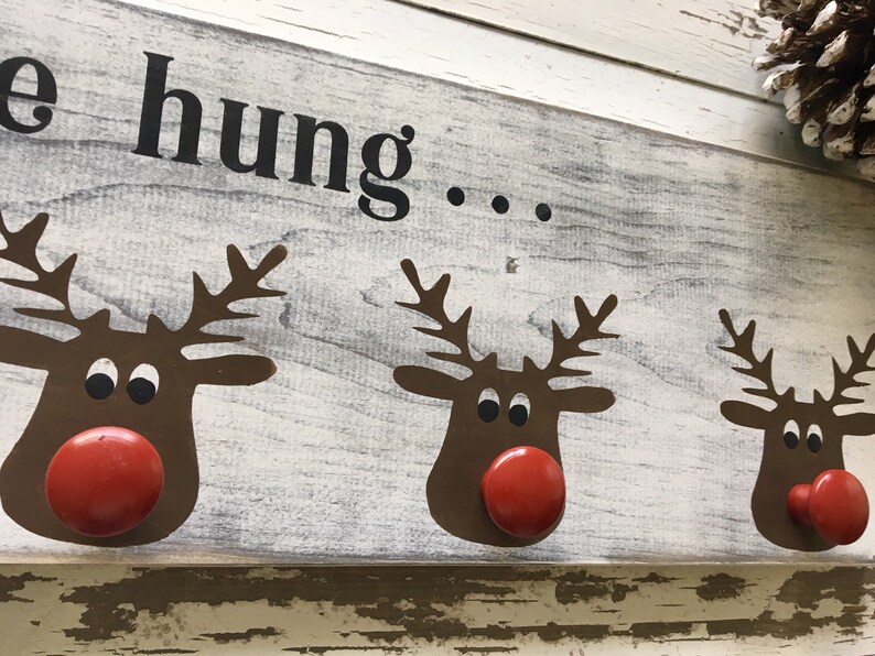 Rustic Distressed Barn farmhouse Reindeer Rudolph Wall Sign | Etsy