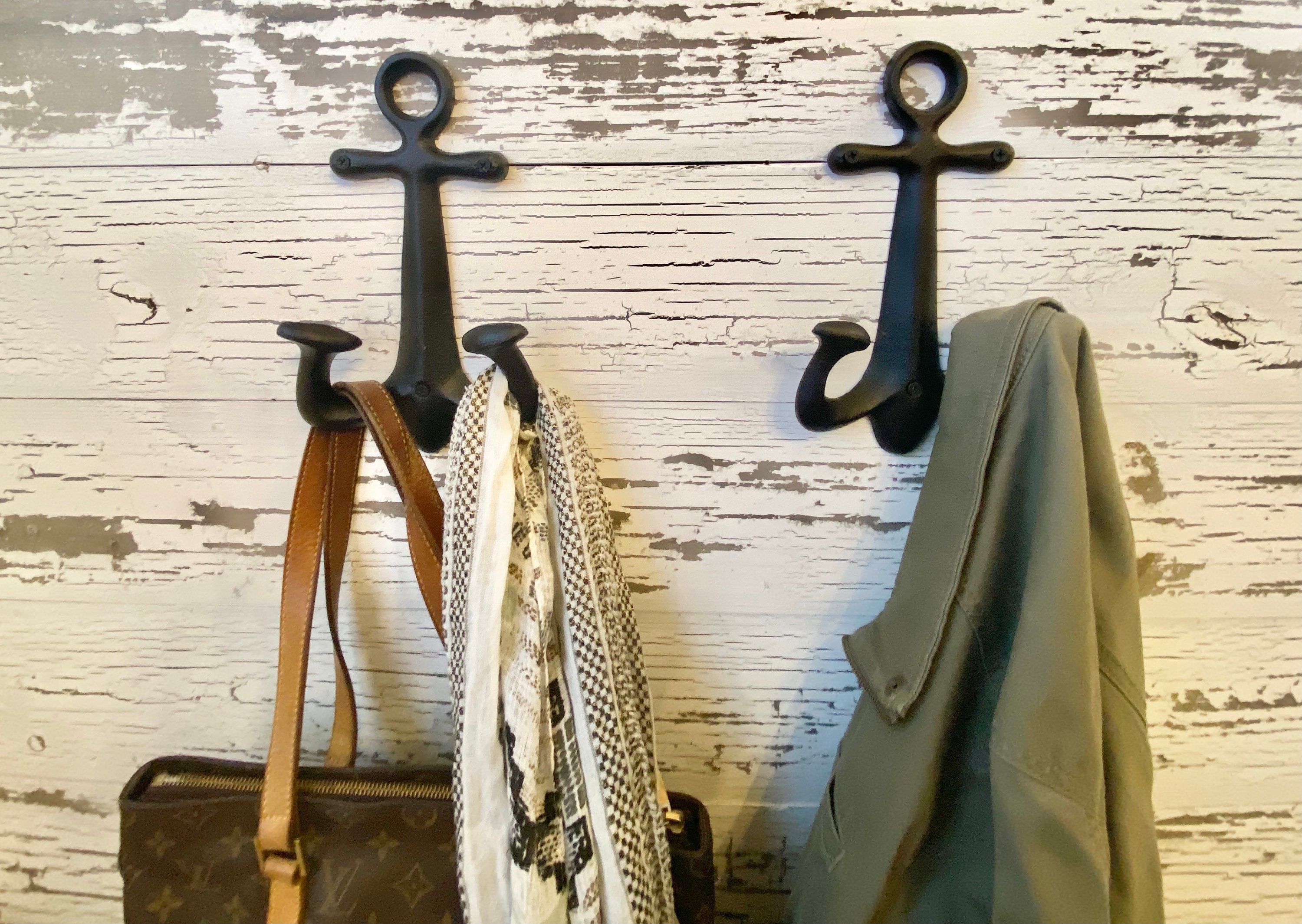 9.25" Tall .. Anchor Wall Hook L Farmhouse Hook L Entryway Hook L ...