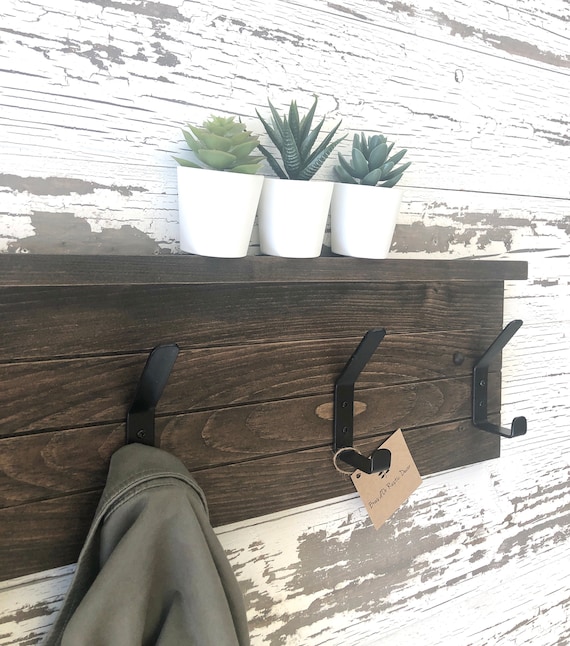 Rustic farmhouse entryway coat rack mudroom hanger hooks | Etsy