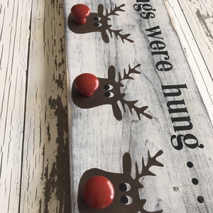 Rustic Distressed Barn Farmhouse - Reindeer Rudolph Wall Sign Stocking ...